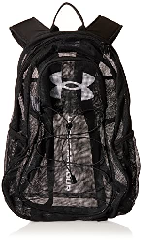 Under Armour unisex-adult Hustle Mesh Backpack , (001) Black / / White , One Size Fits Most