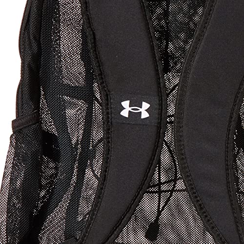 Under Armour unisex-adult Hustle Mesh Backpack , (001) Black / / White , One Size Fits Most