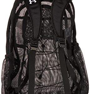 Under Armour unisex-adult Hustle Mesh Backpack , (001) Black / / White , One Size Fits Most