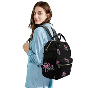 FunnyStar Hope Breast Cancer Awareness Women Laptop Backpack Travel Nurse Shoulder Bag Casual Mommy Daypack Black-style 0ne size