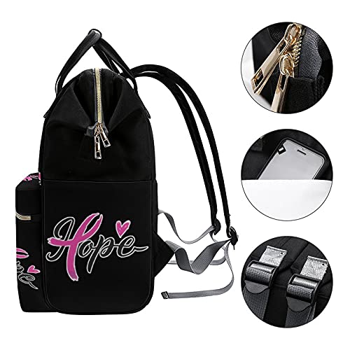 FunnyStar Hope Breast Cancer Awareness Women Laptop Backpack Travel Nurse Shoulder Bag Casual Mommy Daypack Black-style 0ne size