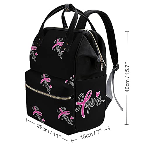 FunnyStar Hope Breast Cancer Awareness Women Laptop Backpack Travel Nurse Shoulder Bag Casual Mommy Daypack Black-style 0ne size