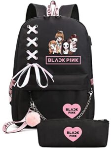 loveangeler backpack lisa rose jisoo jennie kawaii colleage bookbag school bag casual daypack mochila for girls