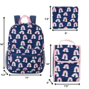 CLUB LIBBY LU Rainbow Backpack Set for Girls, 16 inch, 6 Pieces - Includes Foldable Lunch Bag, Water Bottle, Scrunchie, & Pencil Case