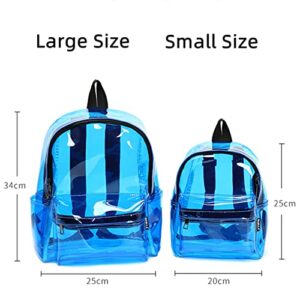 svlftecon Stylish Clear Backpack for Women and Men Lightweight Water Resistant PVC for Work Travel College See Through Transparent (Black,Large)