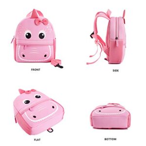 KK CRAFTS Preschool Toddler Backpack with Leash, 3D Cute Cartoon Neoprene Animal Schoolbag for Kids Boys Girls（Pink Dinosaur）