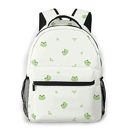 Cenken Cute Frog Leaf Backpack Portable Travel Bag Large-Capacity Durable School Bookbag for College Outdoor Sports, Black, One size (471152)