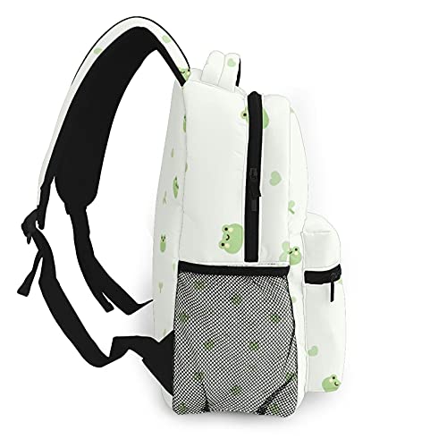 Cenken Cute Frog Leaf Backpack Portable Travel Bag Large-Capacity Durable School Bookbag for College Outdoor Sports, Black, One size (471152)