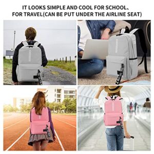 KEJIATOP Backpack for women men medium, school backpacks for girls teenagers, travel backpack fashion, waterproof bookbags for women college, cute backpacks with laptop compartment 14 inch(grey)