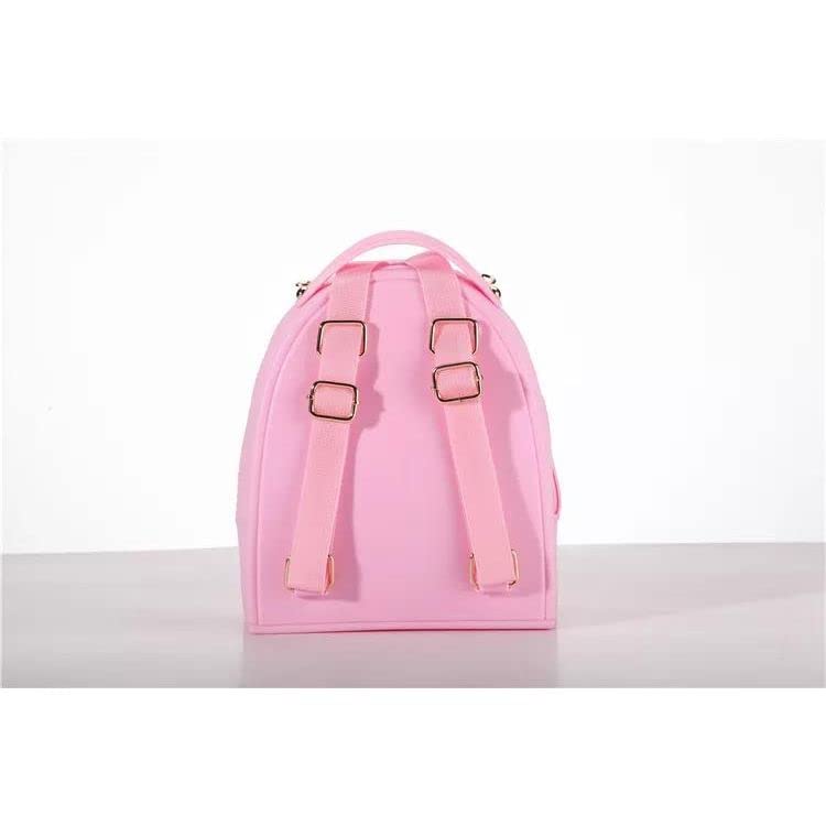 Pop N Shop Kids Silicone Jelly Clog Backpack With Charms - Gift For Boys and Girls Lightweight Fashionable Trendy (Pink)