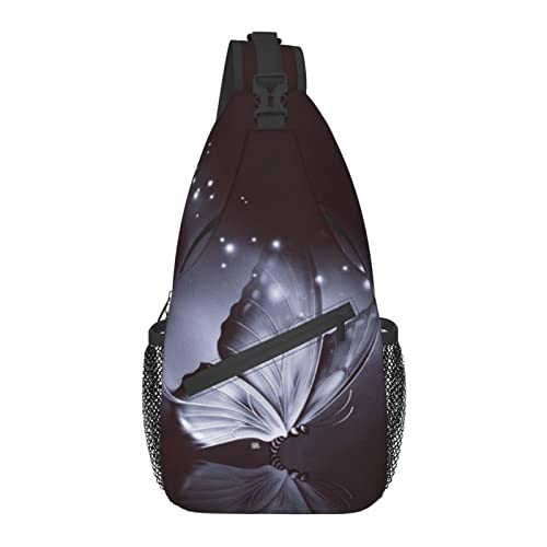 Unisex Men Women 3D Printed Black Butterfly Animals Sling Bag Crossbody Chest Daypack Lightweight Casual Backpack Shoulder Bag For Travel Hiking Camping Gifts