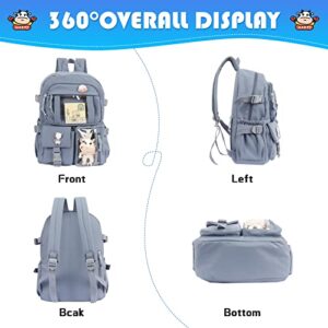 Kawaii Backpack, Cute Aesthetic Backpacks for Teen Girls, Large Capacity Kawaii Laptop Backpack with Cute Pin Pendant Accessories Travel Bag