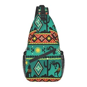 unisex men women 3d printed southwestern kokopelli native american animals sling bag crossbody chest daypack lightweight casual backpack shoulder bag for travel hiking camping gifts