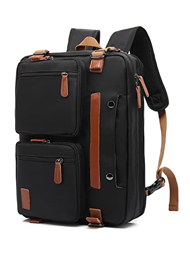 iTopschy Laptop Backpack, 15.6 Inch Convertible Business Travle Backpack Multi-Functional Waterproof Scratch-resistant Bag for Men Women Students Outdoors, Black