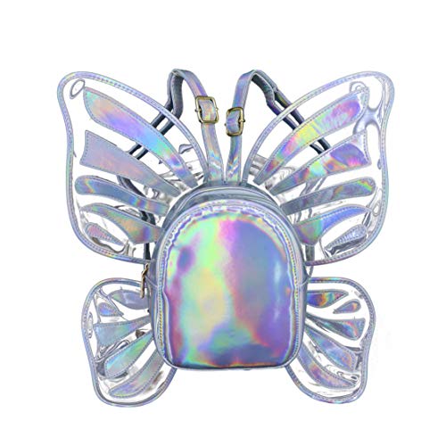 Western Fashion Silver Holographic Rave Butterfly Backpack