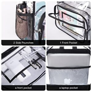 Conworld Large Heavy Duty Clear Backpack, Clear Bookbag Transparent Backpack for School Work Sports, Women Men Large Clear Backpack Black