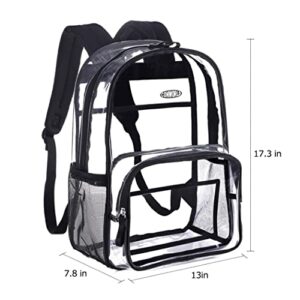 Conworld Large Heavy Duty Clear Backpack, Clear Bookbag Transparent Backpack for School Work Sports, Women Men Large Clear Backpack Black