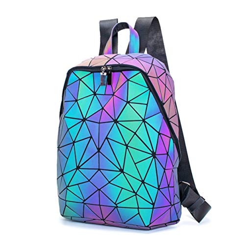 Geometric Backpack Luminous Backpacks Holographic Reflective Bag Lumikay Bags Irredescent Rucksack Rainbow A2