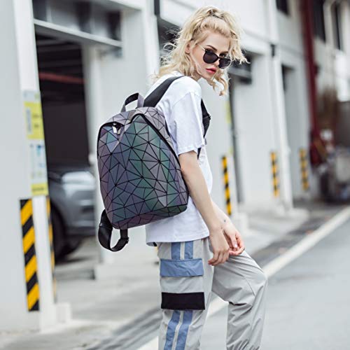 Geometric Backpack Luminous Backpacks Holographic Reflective Bag Lumikay Bags Irredescent Rucksack Rainbow A2