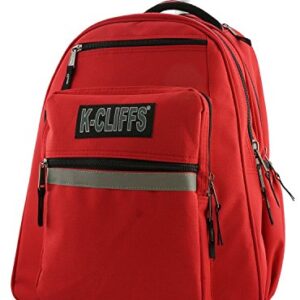 K-Cliffs Heavy Duty Rolling Backpack School Backpacks with Wheels Deluxe Trolley Book Bag Wheeled Daypack Workbag Multiple Pockets Bookbag with Safety Reflective Stripe Red