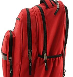 K-Cliffs Heavy Duty Rolling Backpack School Backpacks with Wheels Deluxe Trolley Book Bag Wheeled Daypack Workbag Multiple Pockets Bookbag with Safety Reflective Stripe Red