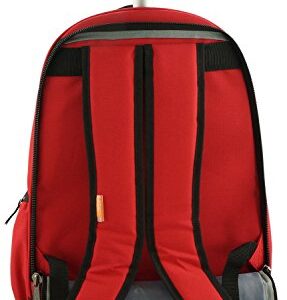 K-Cliffs Heavy Duty Rolling Backpack School Backpacks with Wheels Deluxe Trolley Book Bag Wheeled Daypack Workbag Multiple Pockets Bookbag with Safety Reflective Stripe Red