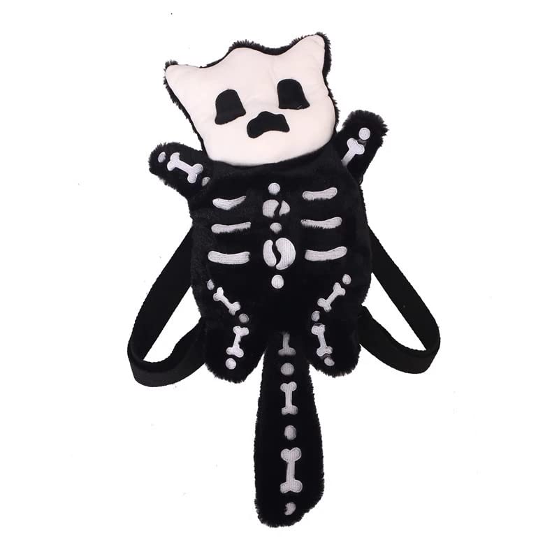 Bestmaple Skeleton Backpacks for Girls Cute Skull Plush Shoulder Bag Cute Demon Animal Halloween