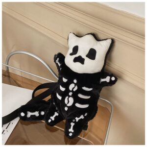 Bestmaple Skeleton Backpacks for Girls Cute Skull Plush Shoulder Bag Cute Demon Animal Halloween