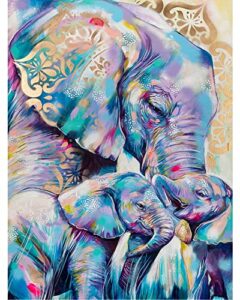 snmuw elephant diamond painting kits, 5d diamond painting kits for adults, colourful rhinestone diamond arts kits for beginners, perfect home wall decor gifts (12×16 inch)