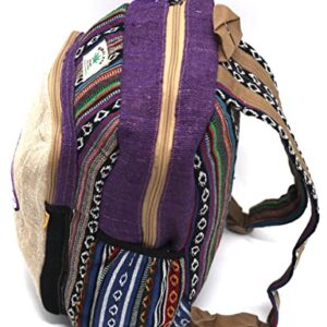 Himalaya Handmade Unique Mushroom Hand Embroidery 100% Himalaya Hemp Backpack Hippie Backpack Festival Backpack Hiking and Laptop Backpack Purple