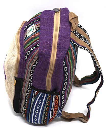 Himalaya Handmade Unique Mushroom Hand Embroidery 100% Himalaya Hemp Backpack Hippie Backpack Festival Backpack Hiking and Laptop Backpack Purple