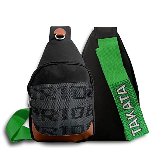 Q1-TECH, Jdm Recaro Gradation Crossbody Shoulder Bag With Green Embroidery Tak Straps Backpack New