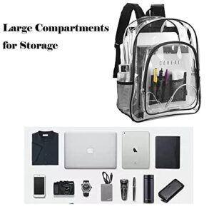 Clear Backpack Heavy Duty Transparent Backpack See Through Clear Bookbags for School, College,Security,Work,Concert (L16 inch, Black)