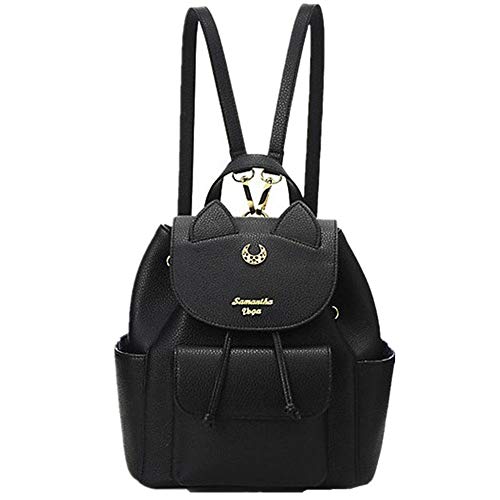 Smilovely Moon Luna Classical Backpack Fashion School Students Shoulder Bag (Black)