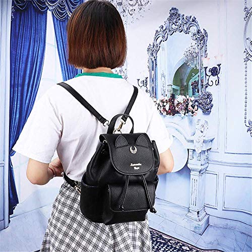 Smilovely Moon Luna Classical Backpack Fashion School Students Shoulder Bag (Black)