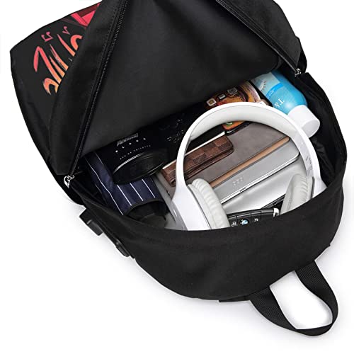 WeiYueKua Alastor Hazbin Hotel 17 in Backpack Laptop USB Charger Bookbag Unisex Student Adult Classic Fashion Traveling, Black, One Size