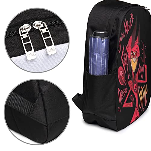 WeiYueKua Alastor Hazbin Hotel 17 in Backpack Laptop USB Charger Bookbag Unisex Student Adult Classic Fashion Traveling, Black, One Size