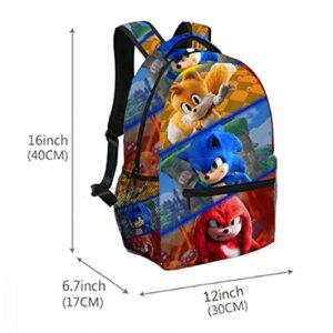 XYAM Anime Hedgehogs Knuckles Tail Backpack with Keychain Travel Backpack 17 in Cartoon 3D Print Bookbag Teen Laptop Backpack