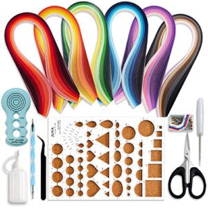 juya paper quilling kits with 30 colors 600 strips and 8 tools (paper width:3mm, blue tools)