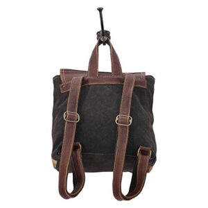 Myra Bag Hanging Buckle Upcycled Canvas & Cowhide Leather Backpack S-1609