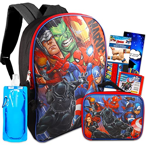 Marvel Store Marvel Avengers School Supplies Bundle - Ultimate Marvel Bundle with Backpack, Insulated Lunch Box, and Water Pouch Plus avengers water bottle avengers lunch box 0