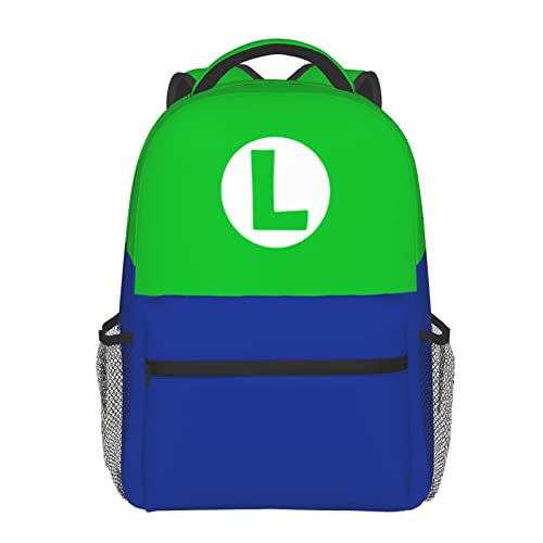 Plumber Game Backpack For Youth (16.5 In), Teeng Shcool Bags Travel Backpack, Classic Lightweight Bookbag, Green and Blue 2