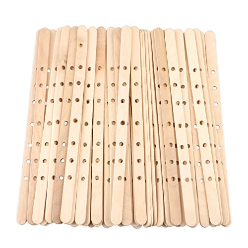 MILIVIXAY 100pcs Wooden Candle Wick Holders, Candle Wicks Centering Device, Candle Wick Bars, Wick Holders for Large & Multiwick Candles.