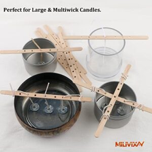 MILIVIXAY 100pcs Wooden Candle Wick Holders, Candle Wicks Centering Device, Candle Wick Bars, Wick Holders for Large & Multiwick Candles.