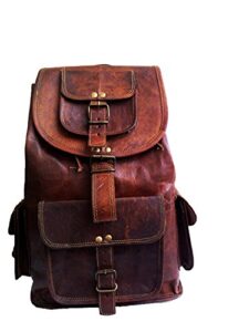 16″ genuine leather retro rucksack backpack college bag,school picnic bag travel