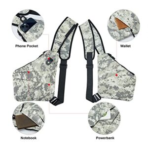 Men Small Sling Shoulder Crossbody Bag, Lightweight Anti-theft One Strap Casual Chest Bag Slim Backpack for Outdoor Walking Trip Hiking Biking Fits Up to 7.9 inch iPad Mini (Digital Camo)