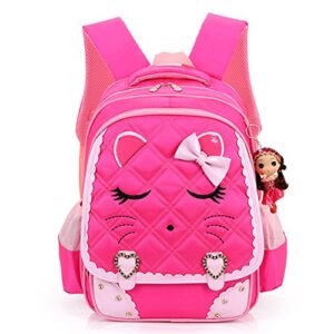 waterproof cat face waterproof kids backpack school bookbag for primary girls students yookeyo