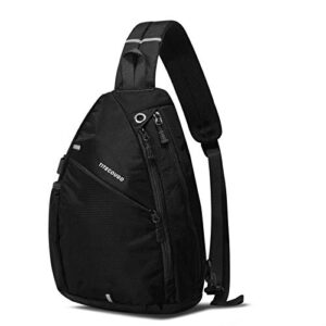 black sports men 1 sling backpack breathable lightweight chest bag leather shoulder bags packs day pack daypack cross body crossbody for women men teens waterproof hiking travel bag