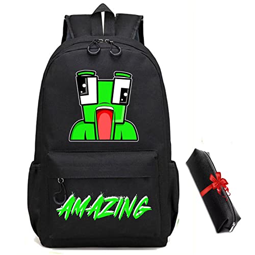 survacy Cartoon Backpack Game Bookbags and Pencil Case for Teens, Lightweight Gamer Laptop Daypacks 16.5 Inch -1