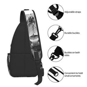 Sling Bag Scottish Highland Cow Gray Hiking Daypack Crossbody Shoulder Backpack Travel Chest Pack for Men Women